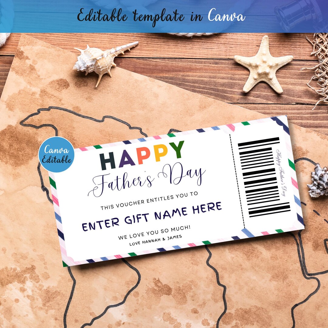 Editable Father's Day Gift Voucher – Printable Coupon for Dad – Digital ...