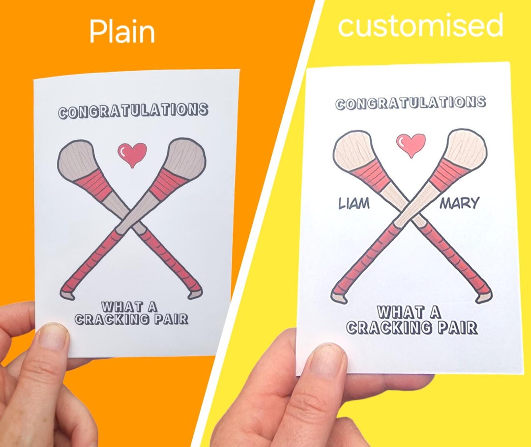 Custom Hurling Wedding Card Personalized Engagement, Congratulations ...