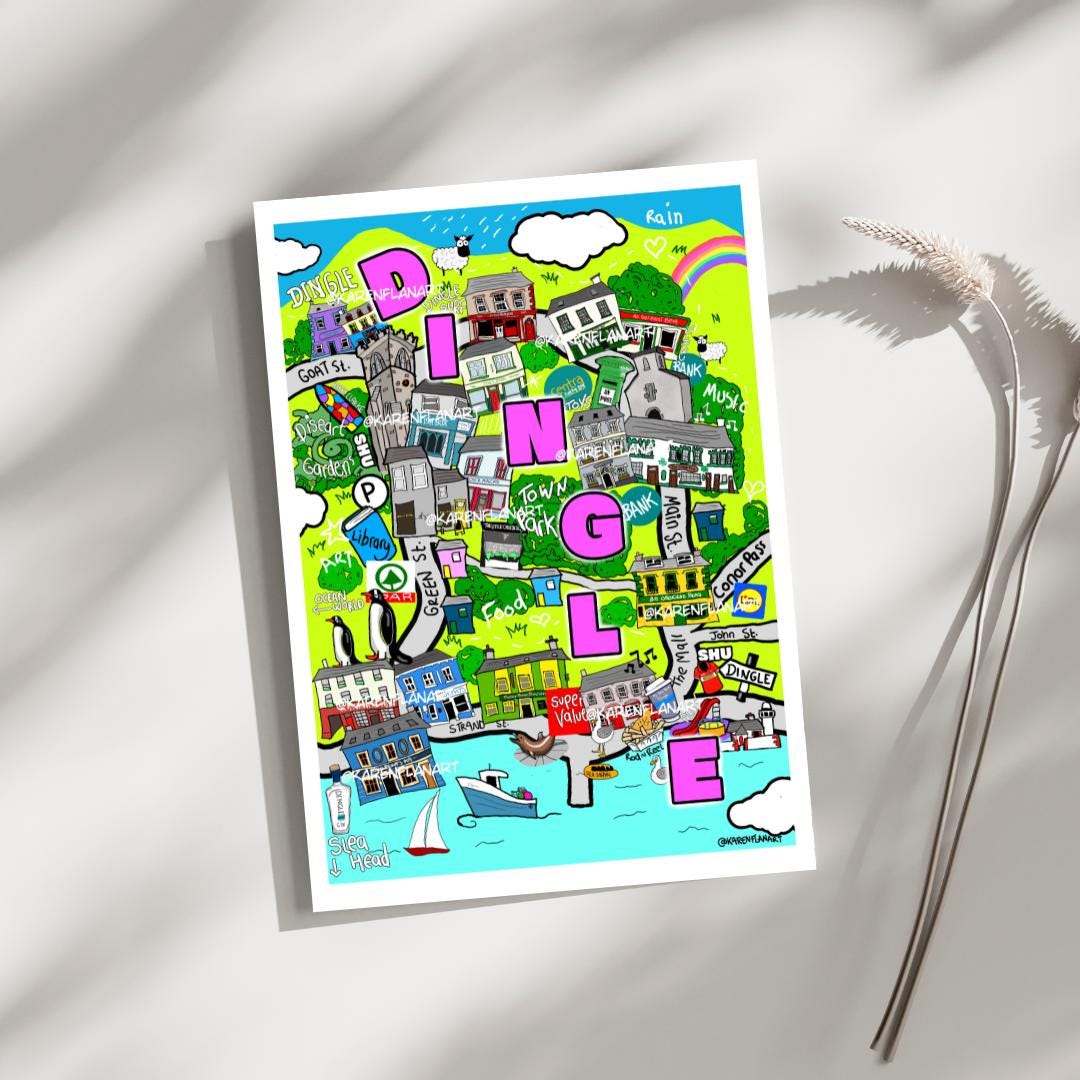 Cartoon Map of Dingle, Dingle ,kerry - Etsy