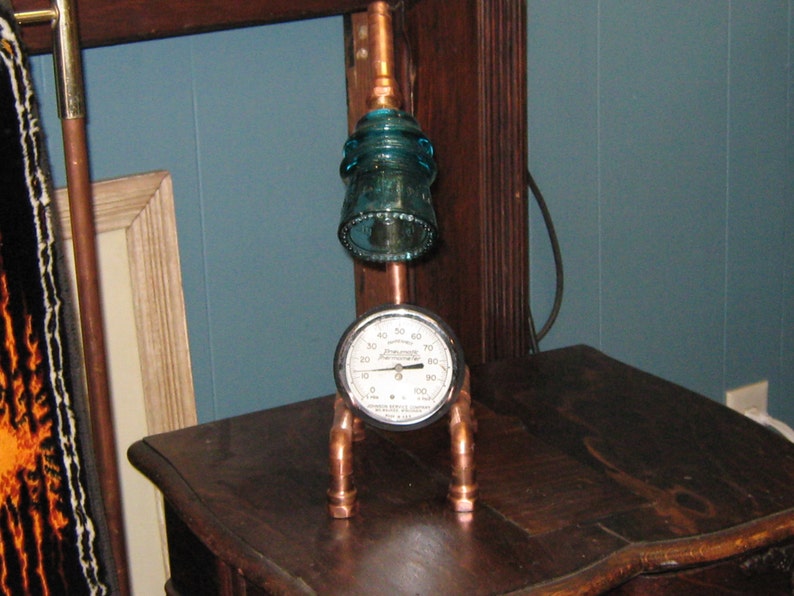 Steampunk , Industrial, Desk Lamp Made With Copper an Insulator and a ...