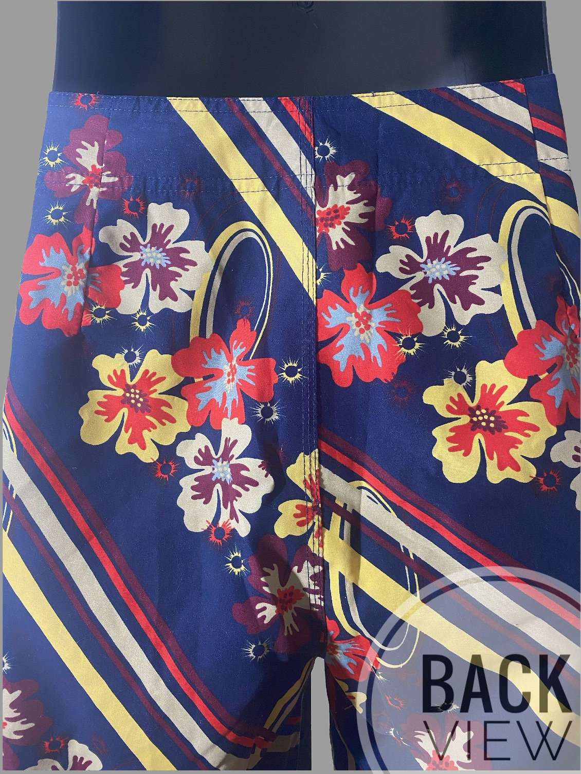 80s Mens Long Beach Short Geo Stripe Floral Vintage Surf Swimwear Size ...