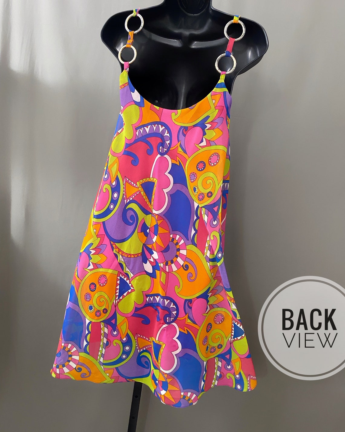 Mod Psychedelic Print Swing Babydoll Dress From London Size S - Etsy