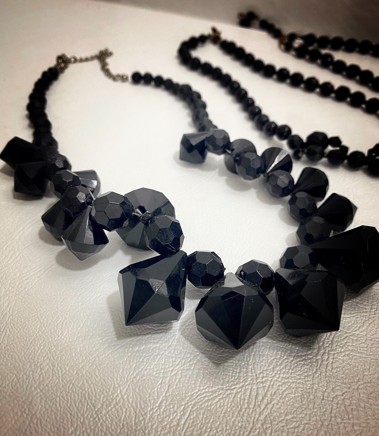 Black Beaded Choker Set, Faceted Bead Necklaces, Vintage Jewelry - Etsy