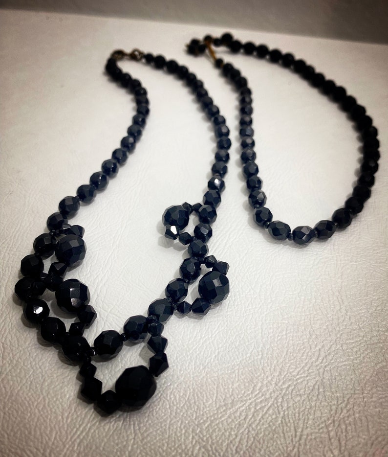 Black Beaded Choker Set, Faceted Bead Necklaces, Vintage Jewelry - Etsy