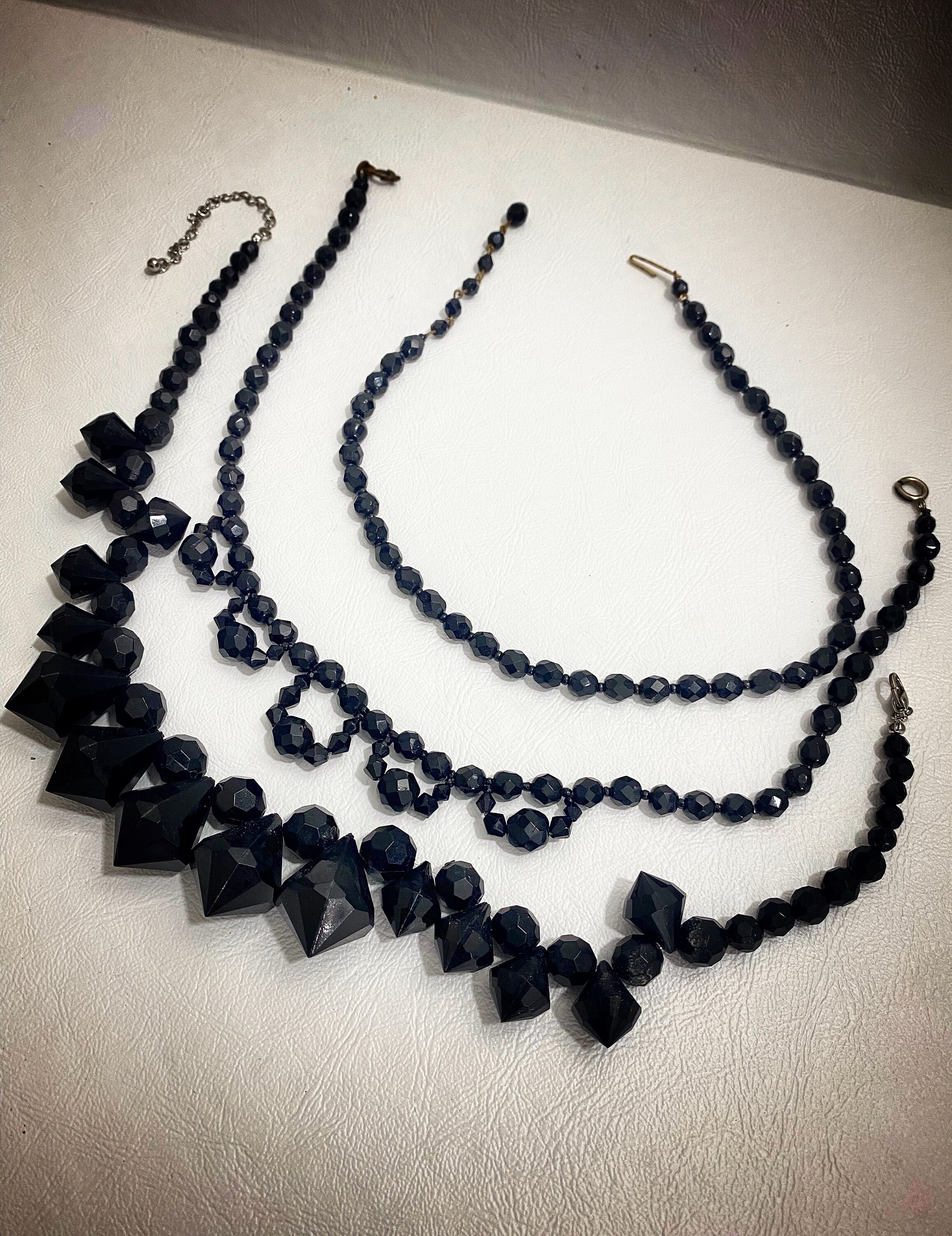Black Beaded Choker Set, Faceted Bead Necklaces, Vintage Jewelry - Etsy