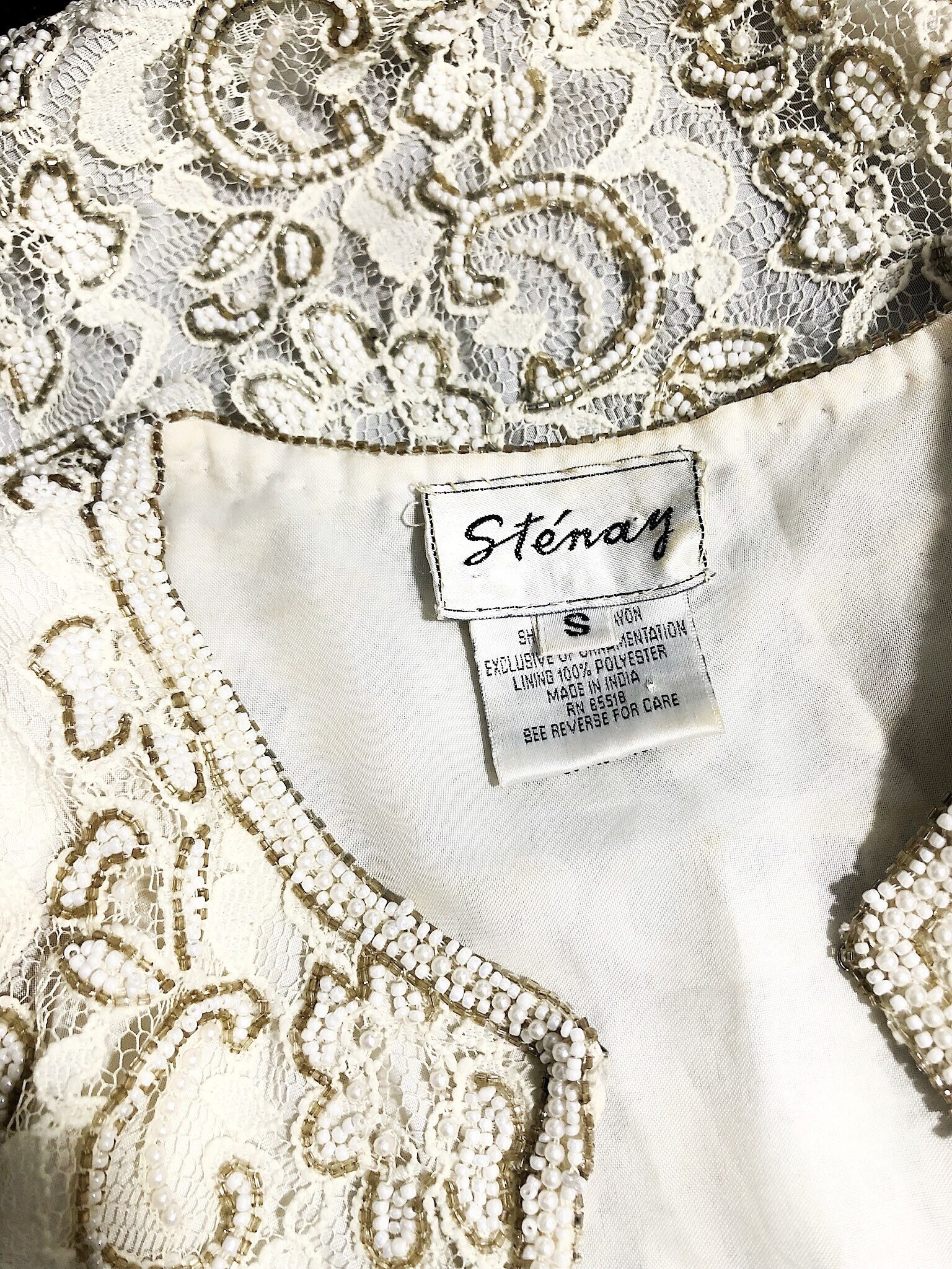 80s Ivory Beaded Embroidered Lace Jacket, Vintage Wedding Bridal Short ...