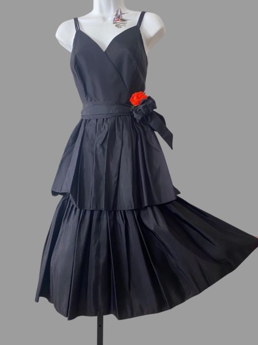 80S Tango Taffeta Two-tiered Cocktail Dress Vintage Lbd - Etsy