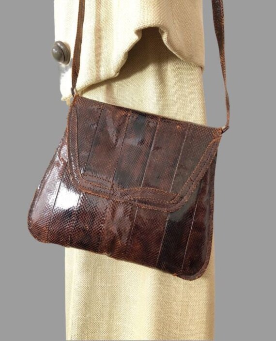 40s eel skin shoulder bag, vintage purse made in phil… - Gem