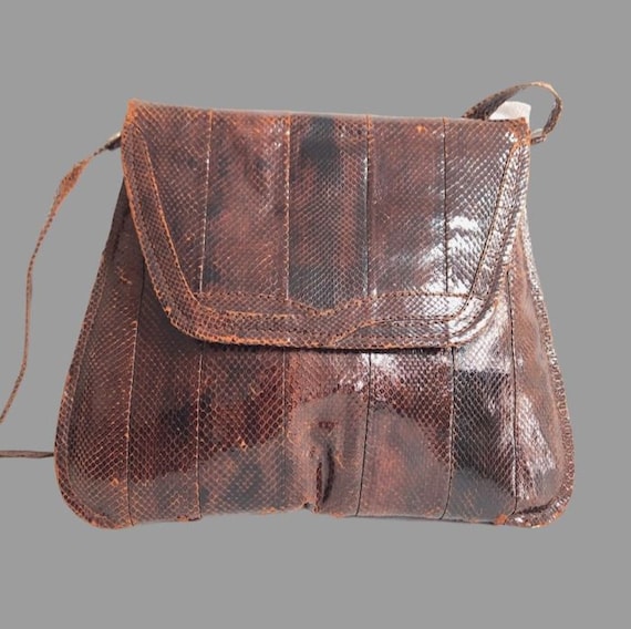 40s eel skin shoulder bag, vintage purse made in phil… - Gem