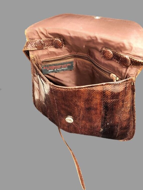 40s eel skin shoulder bag, vintage purse made in phil… - Gem
