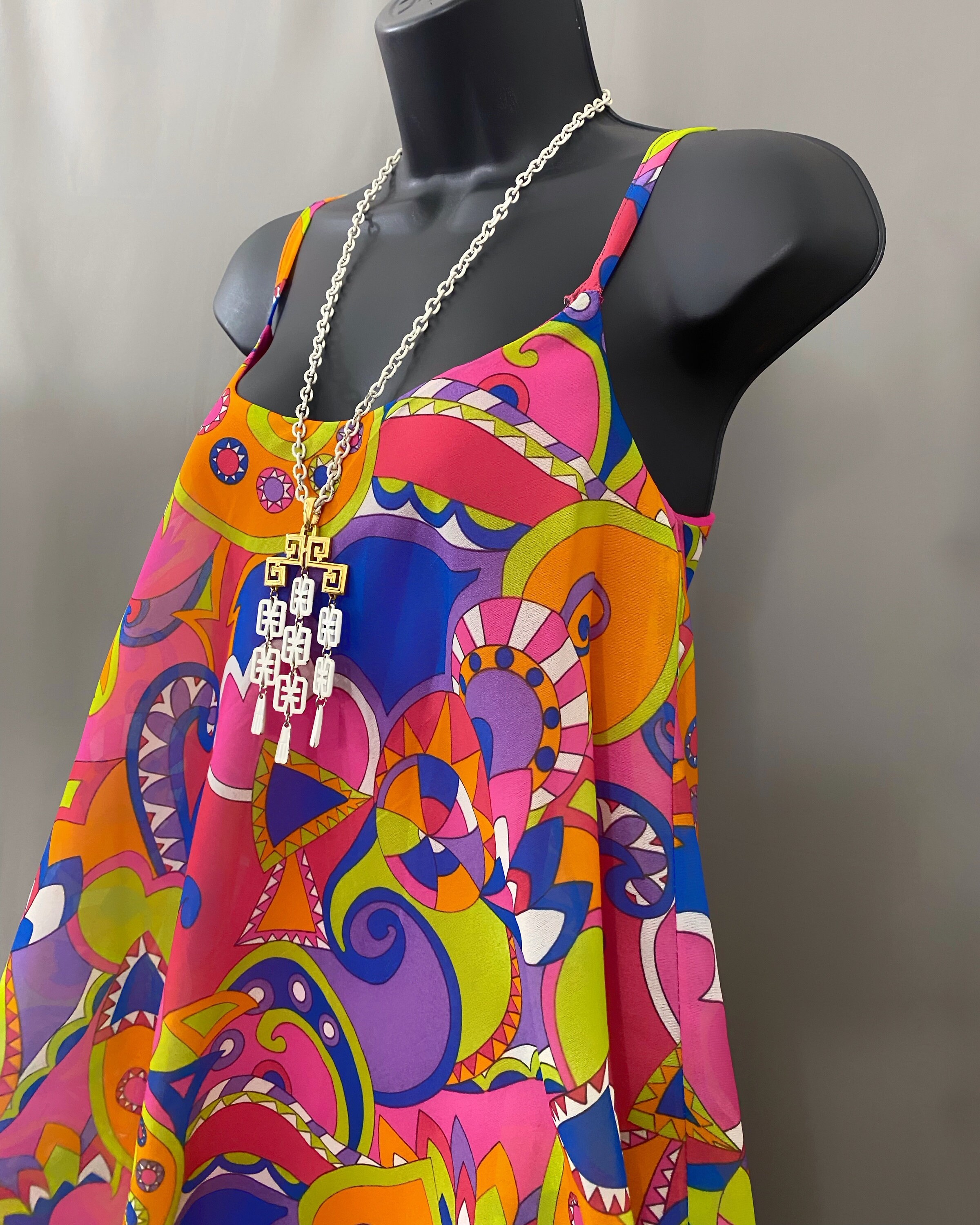 Mod Psychedelic Print Swing Babydoll Dress From London Size S - Etsy