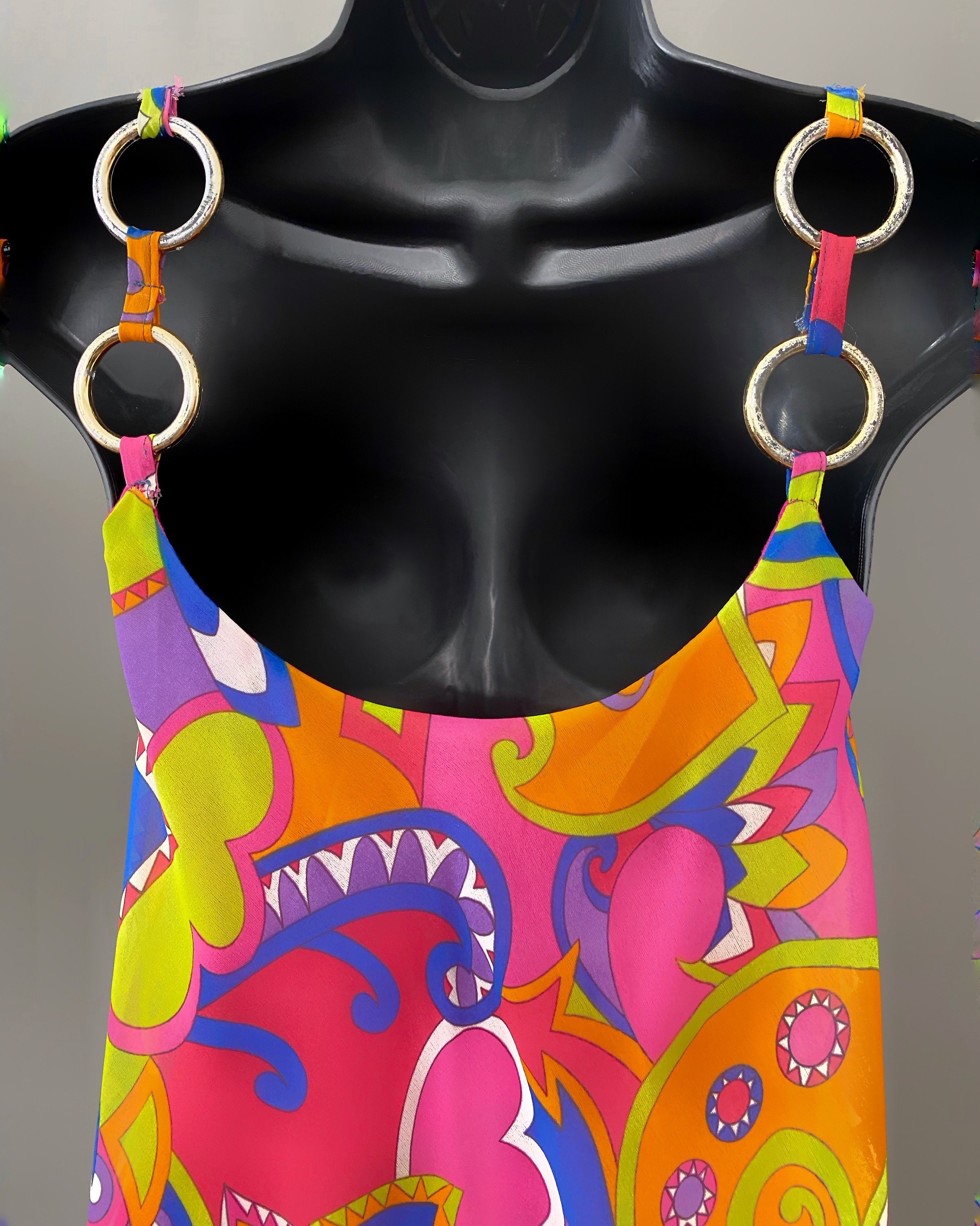 Mod Psychedelic Print Swing Babydoll Dress From London Size S - Etsy