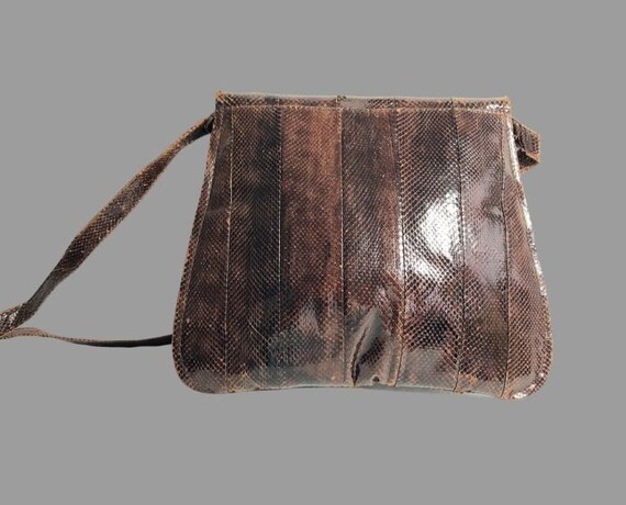 40s eel skin shoulder bag, vintage purse made in phil… - Gem