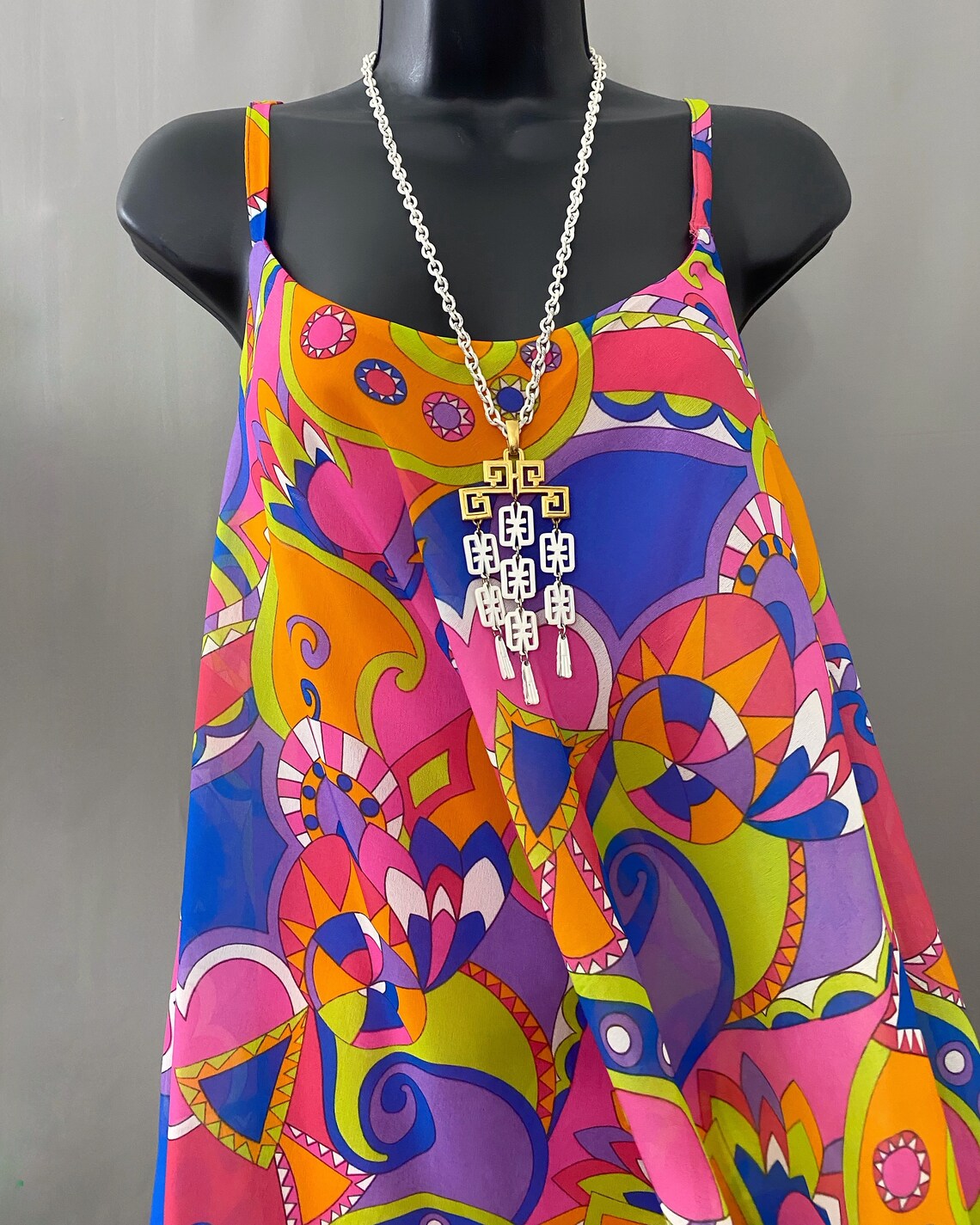 Mod Psychedelic Print Swing Babydoll Dress From London Size S - Etsy