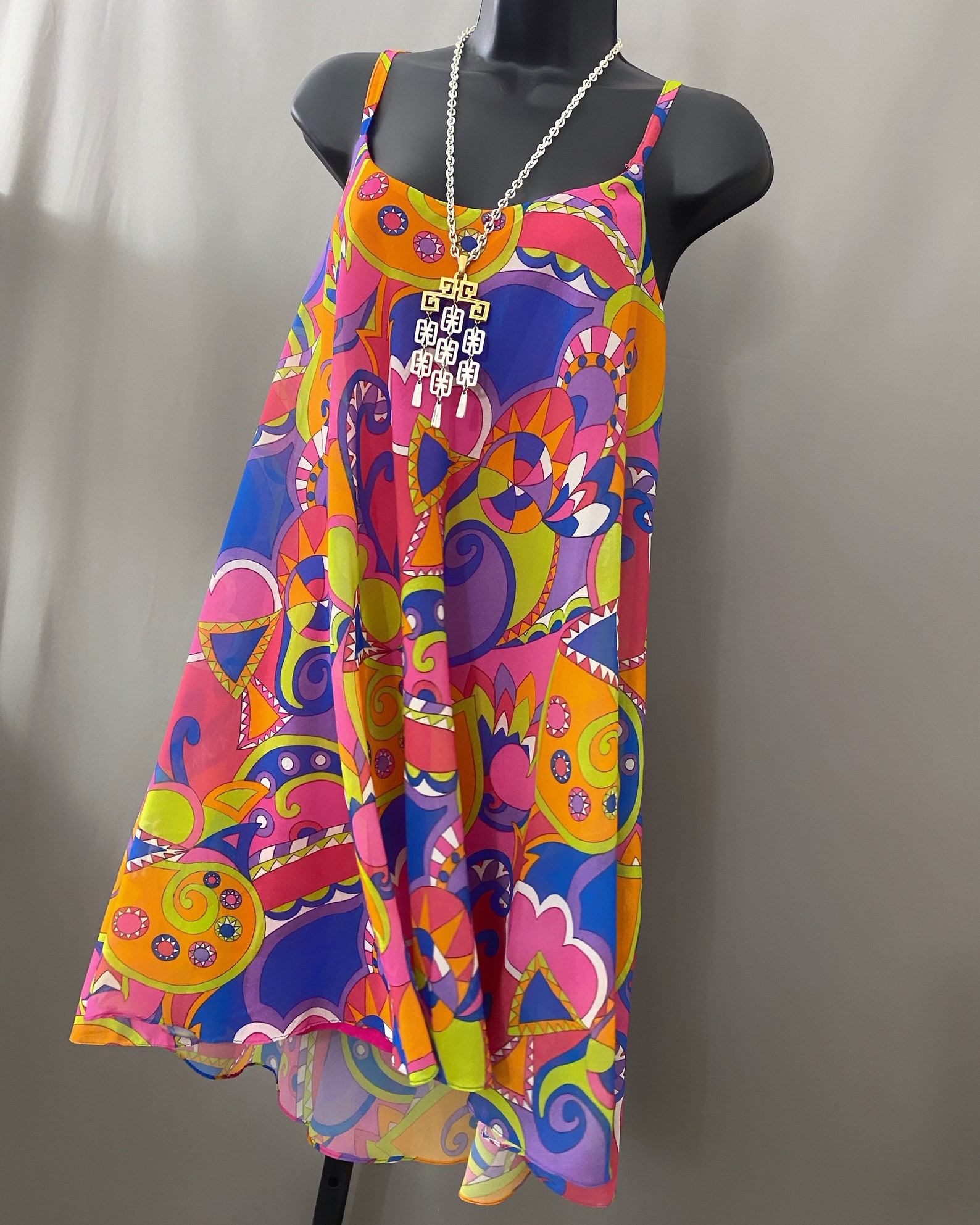 Mod Psychedelic Print Swing Babydoll Dress From London Size S - Etsy