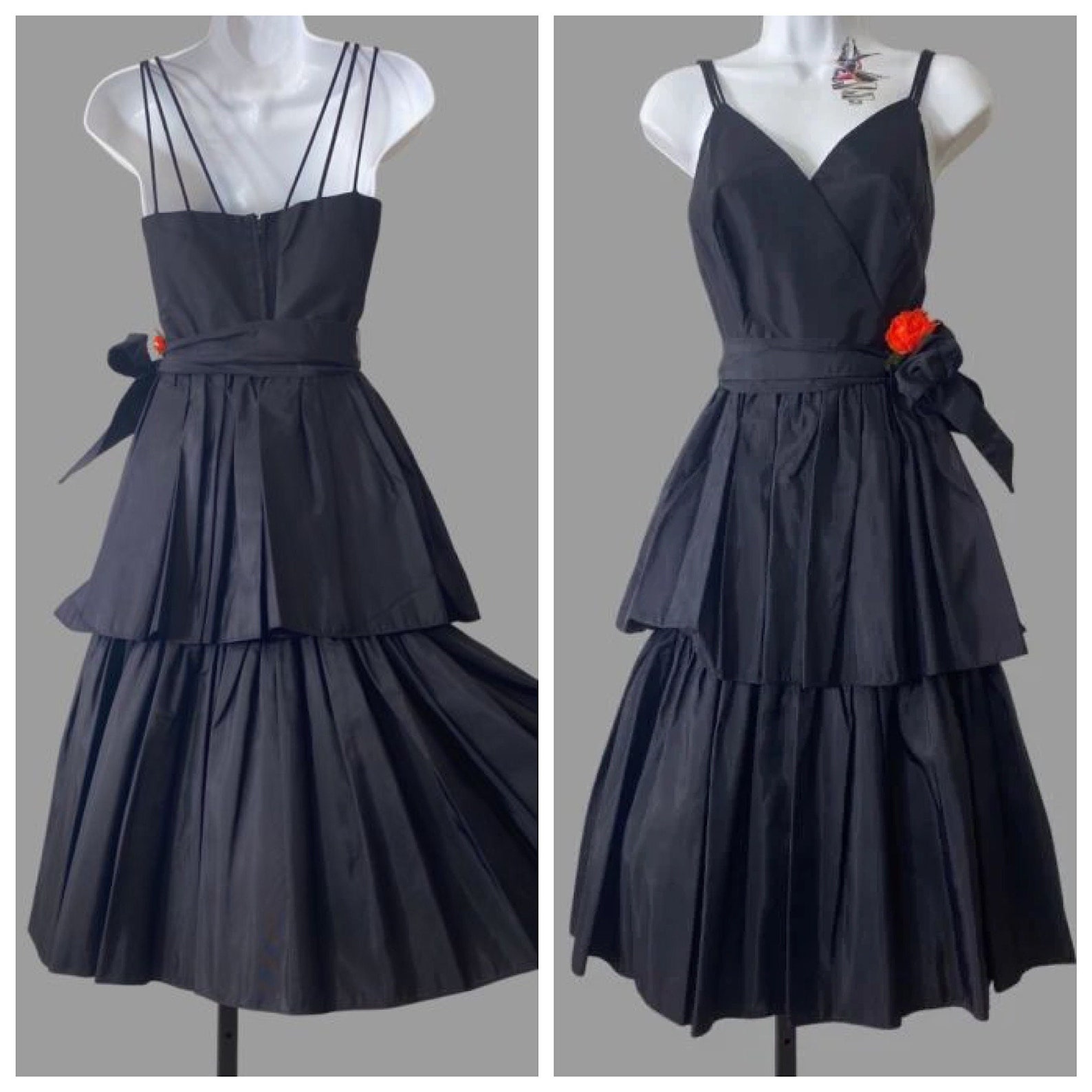 80S Tango Taffeta Two-tiered Cocktail Dress Vintage Lbd - Etsy
