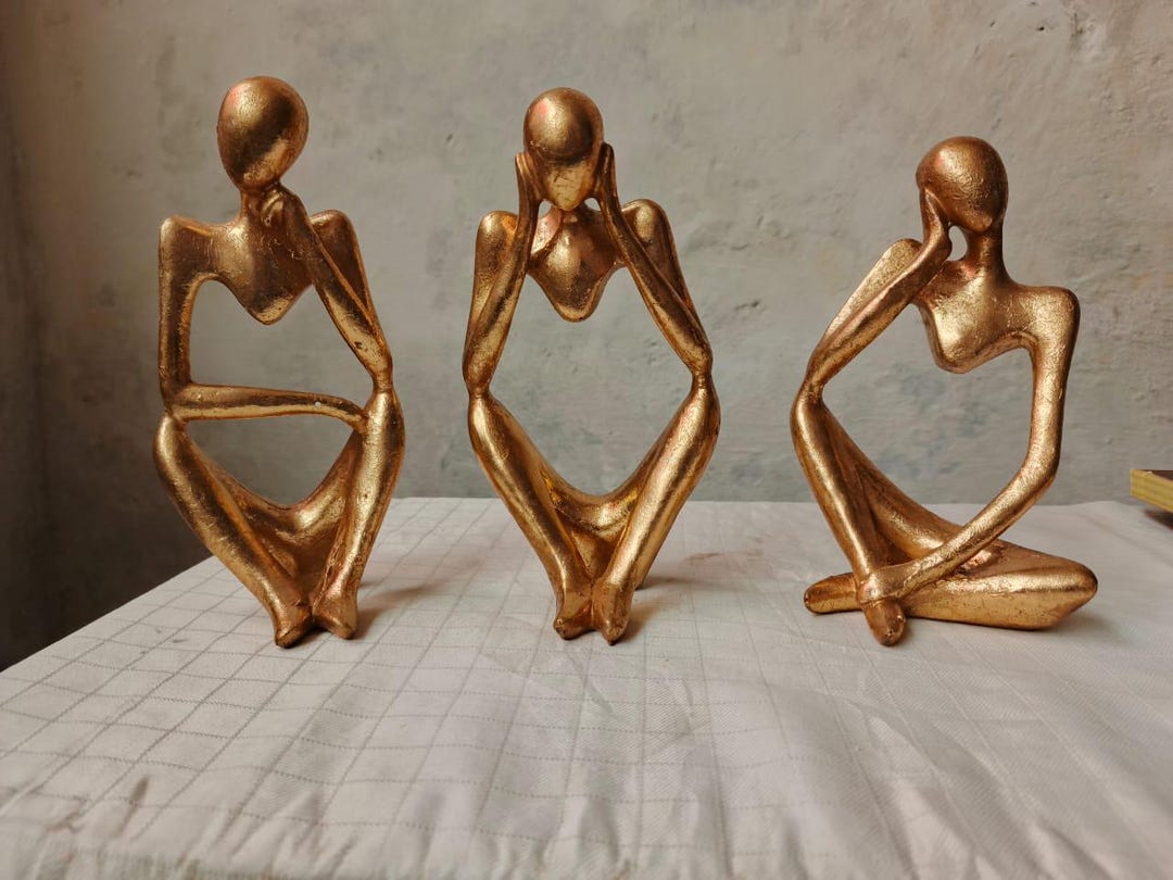 Abstract Thinking Man Sculpture Set of 3 Modern Resin Figurines | Minimalist Home Decor ...