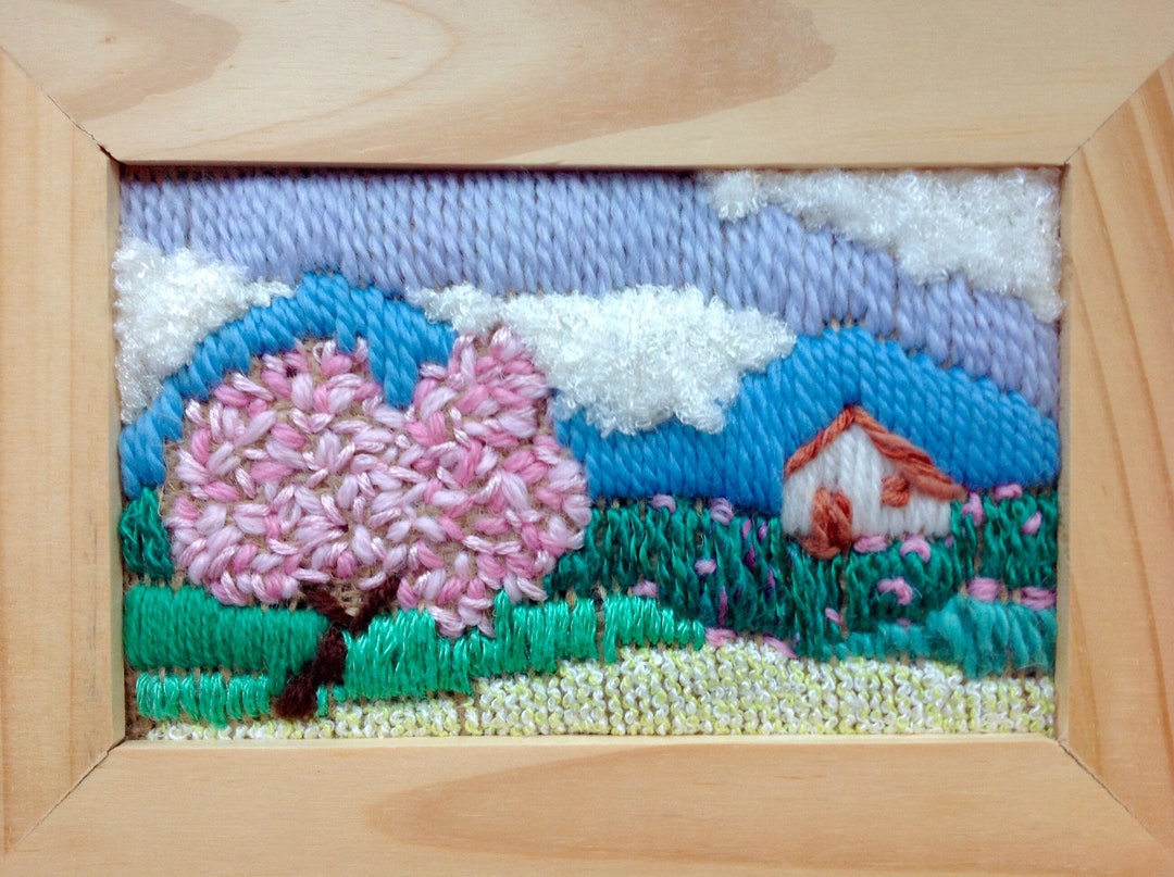 OOAK Tapestry Spring Embroidery Art, Miniature Tapestry Embroidery Hand ...