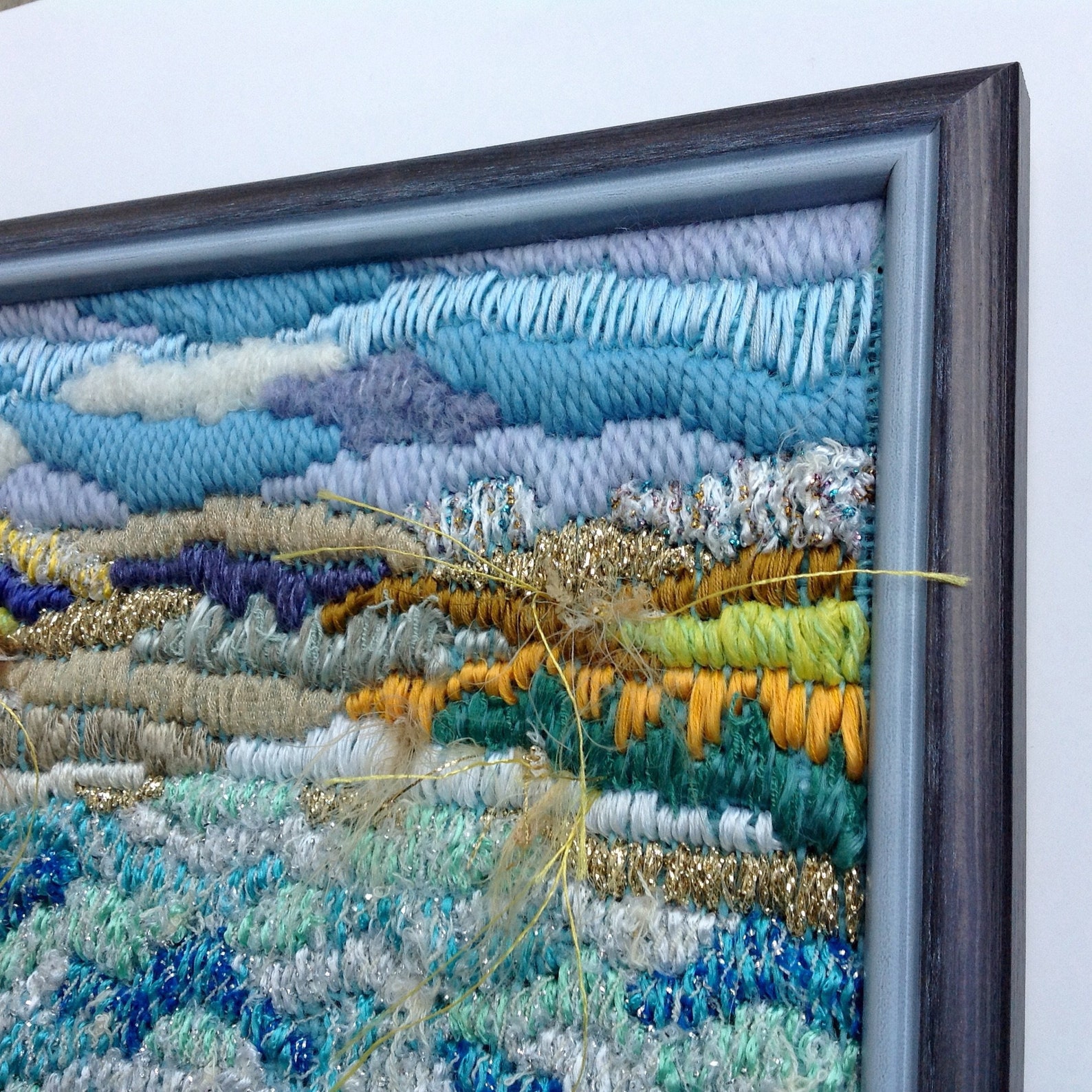 OOAK Handmade embroidery tapestry sea with frame Landscape | Etsy