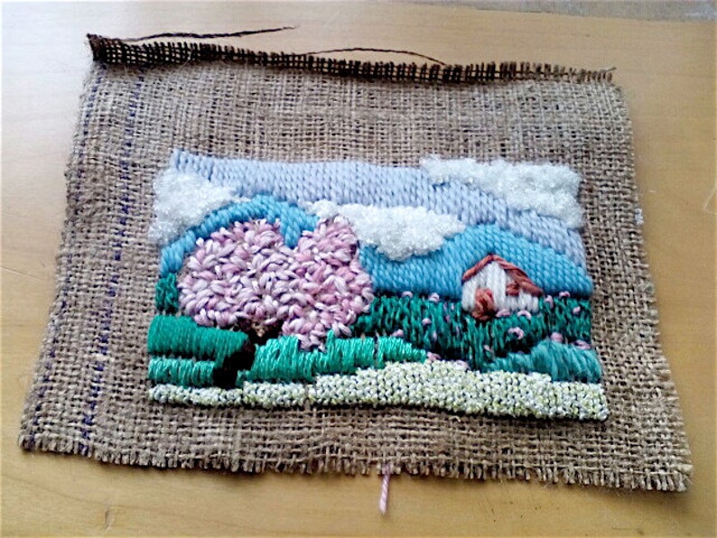 OOAK Tapestry Spring Embroidery art Miniature Tapestry | Etsy
