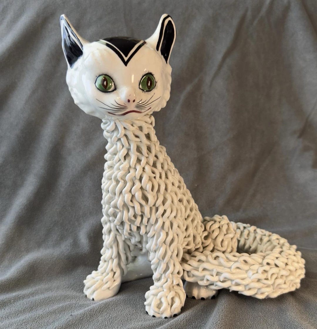 Rare 1950s Gatto Spaghetti Cat – Mid Century Italian Ceramic Figurine ...