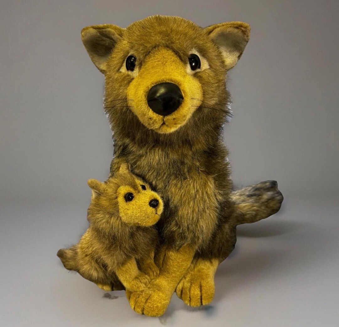 Realistic Plush Wolf & Pup – Life-like Stuffed Animal Set by Fine Toy ...