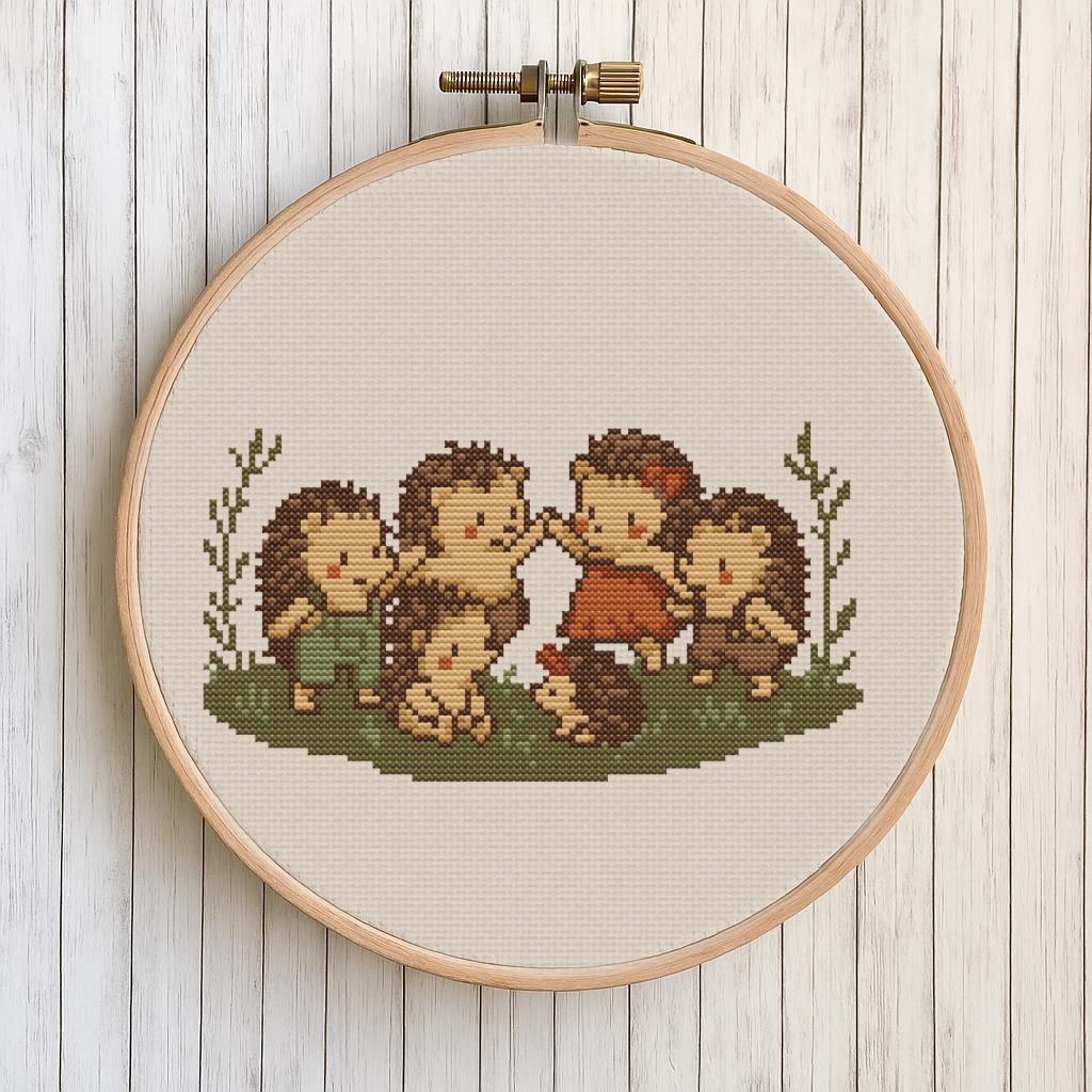 Cute Cottagecore Hedgehog Brothers - Spiky Siblings Cross Stitch ...