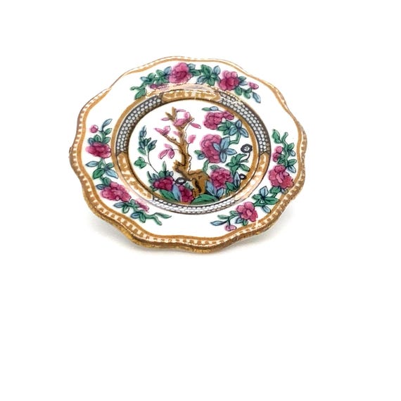 Antique Coalport Bone China Flowering Tree Brooch Mad… - Gem