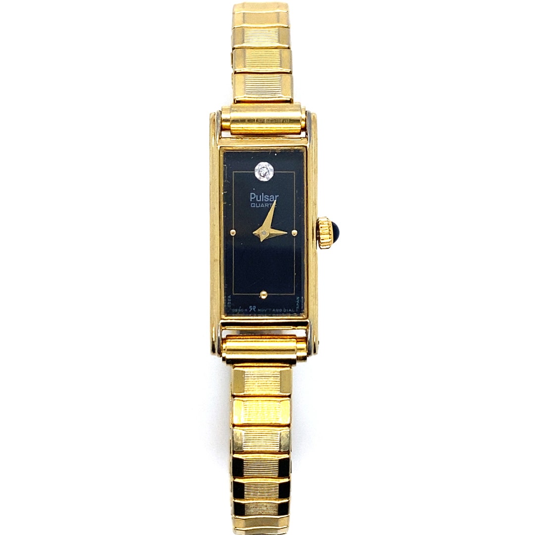 Lady's Gold Toned Pulsar Wrist Watch With Stretch Band - Etsy