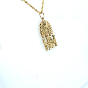 Vintage Yellow Gold Mayan Talisman Necklace - Etsy