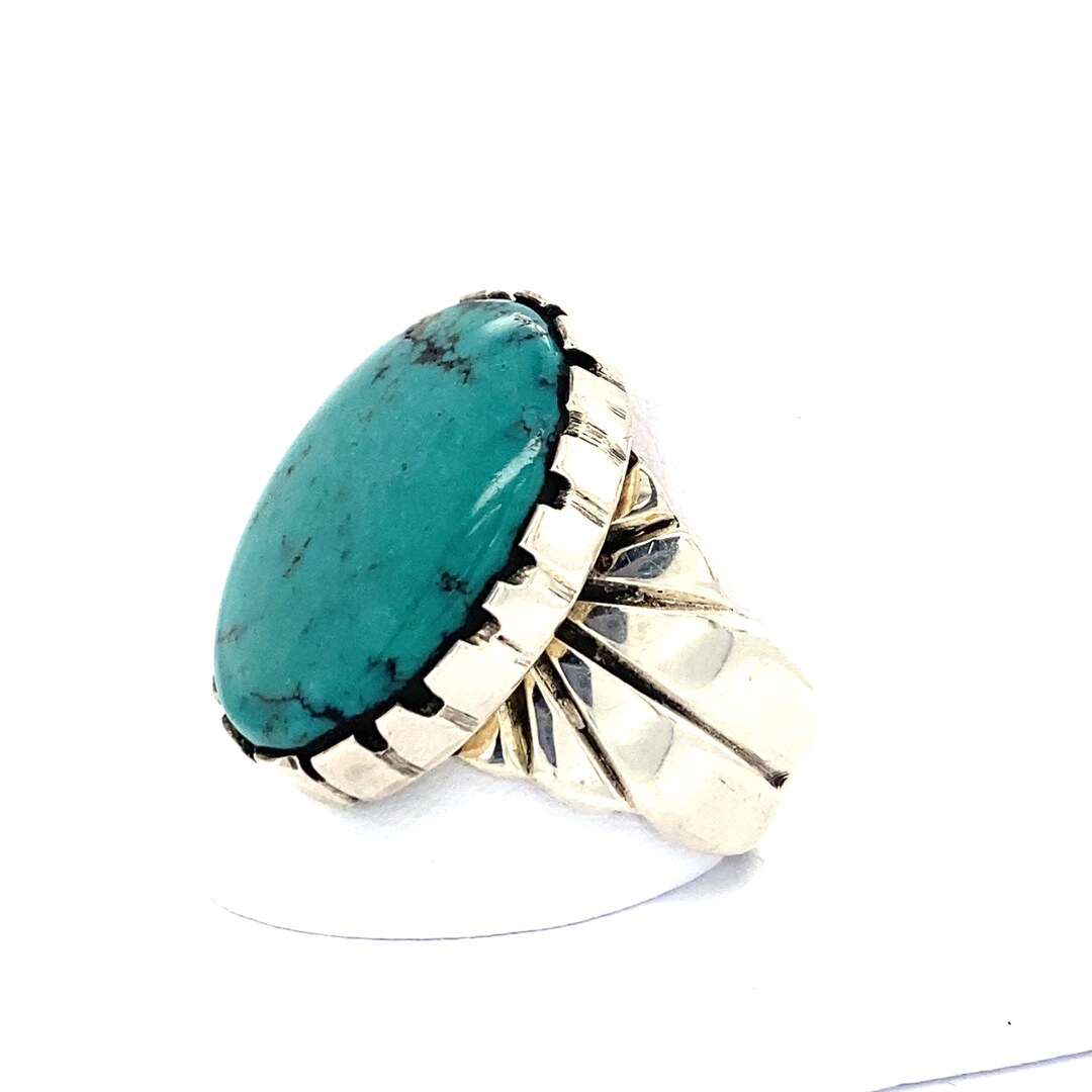 Vintage Sterling Silver and Turquoise M Begay Statement Ring - Etsy