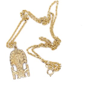 Vintage Yellow Gold Mayan Talisman Necklace - Etsy