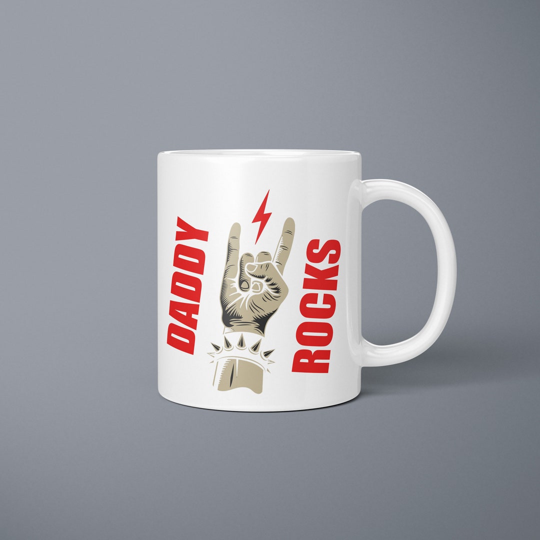 Daddy Rocks Lightning Bolt Rocker Mug / Premium Quality Personalised ...