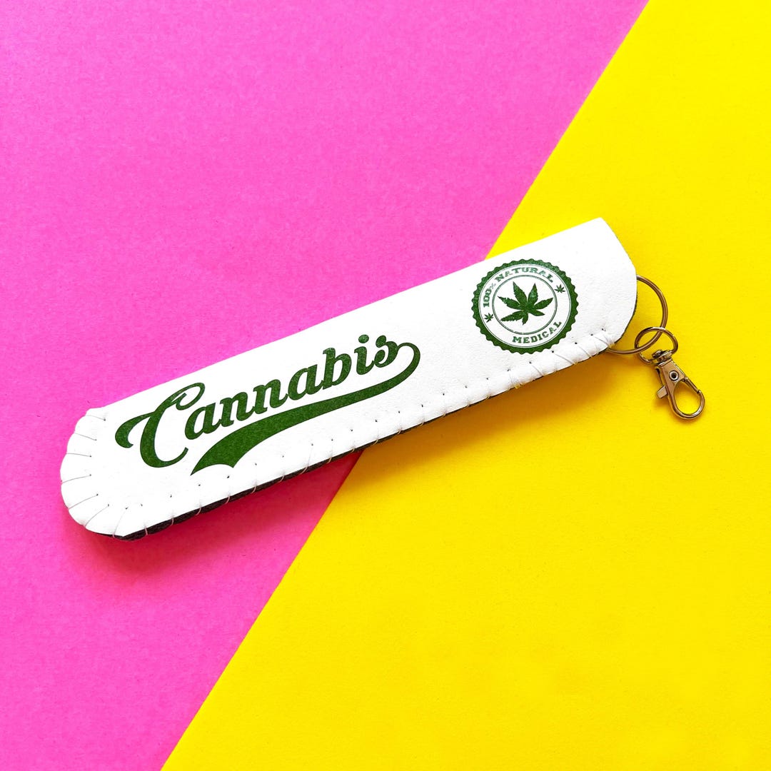 Cannabis Baseball Badge VAPE Pen Holder, Vape Pen Case With Keyring ...