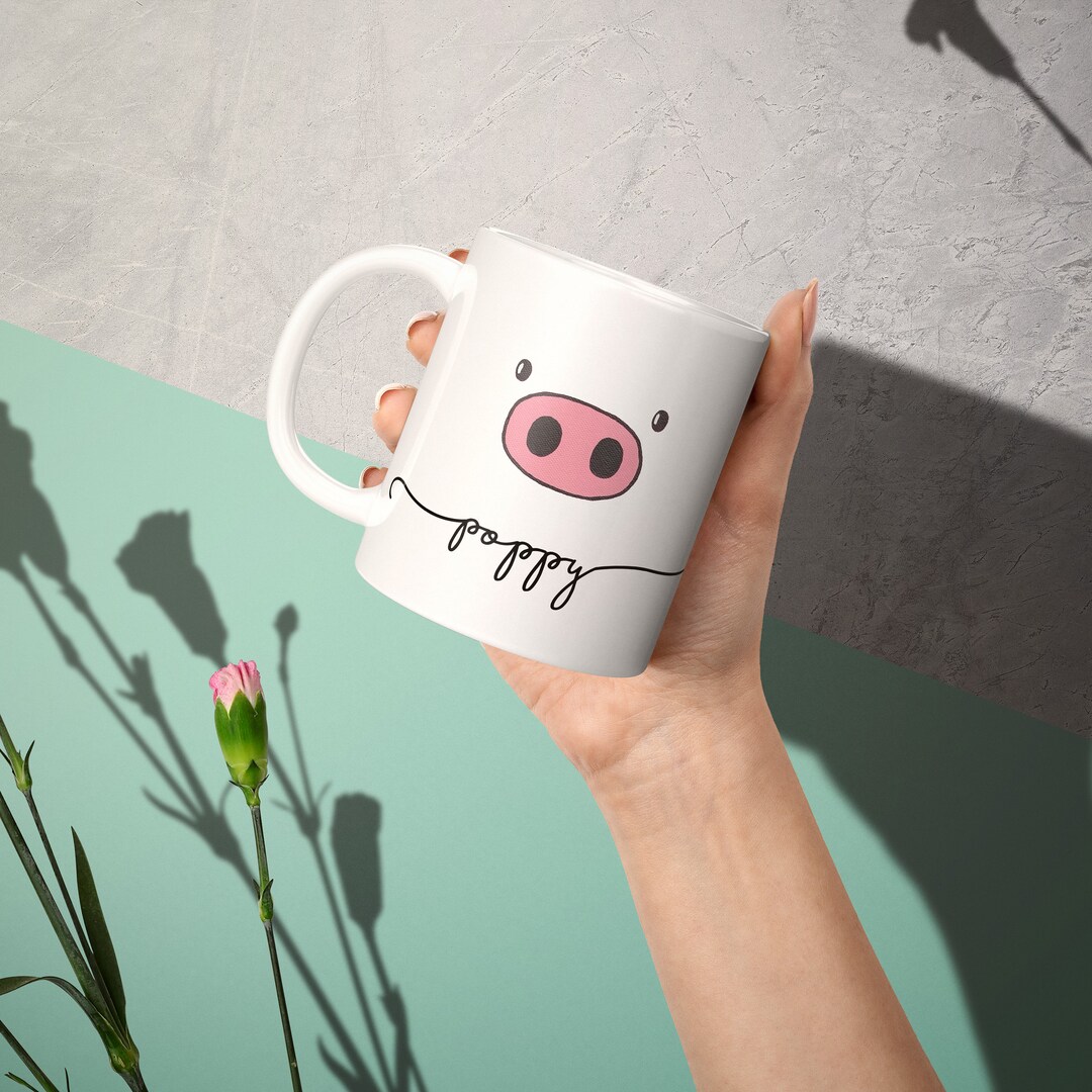 Kawaii Pig Face Mug / Personalised Cute Name Mug / Galantine Mug ...