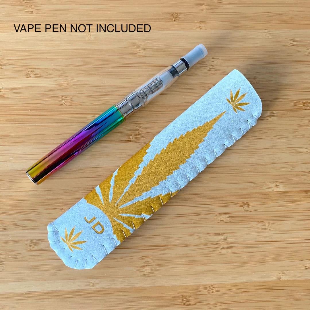 Gold Cannabis Weed Leaf VAPE Pen Holder, Vape Pen Case With Keyring ...
