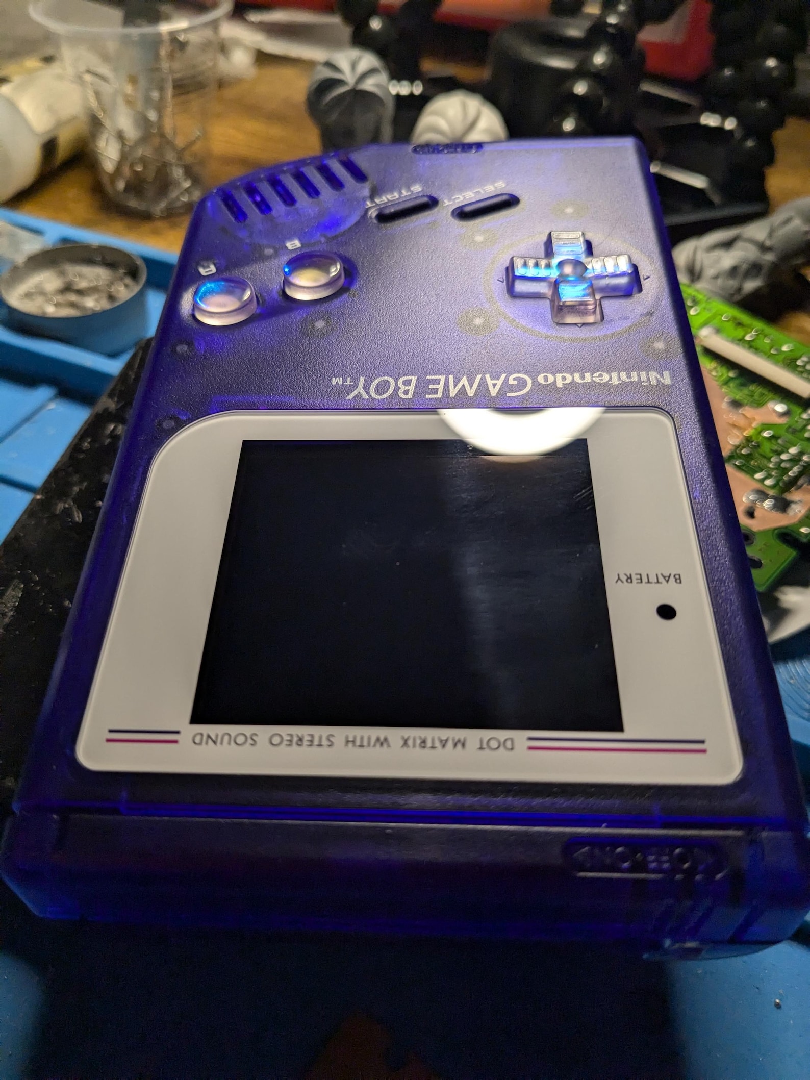 Overhauled Game Boy DMG-01 READ for Details. Crystal Violet IPS, New ...