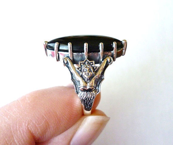 Incredible Art Nouveau Mermaid Onyx Ring is Sterling Silver // Antique ...