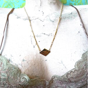 Cubist Character // Gold Plated Brass Geometric Diamond Pendant ...