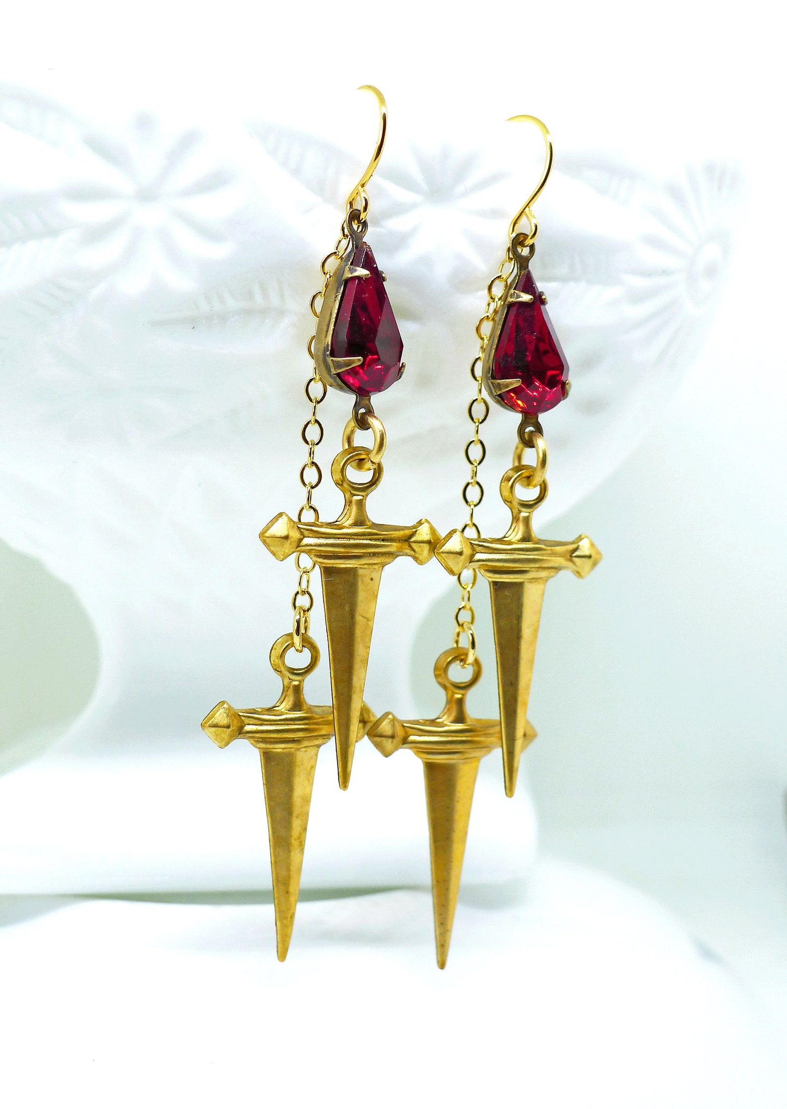 Blood Drops and Daggers // 1950s Swarovski Crystal Drop and | Etsy