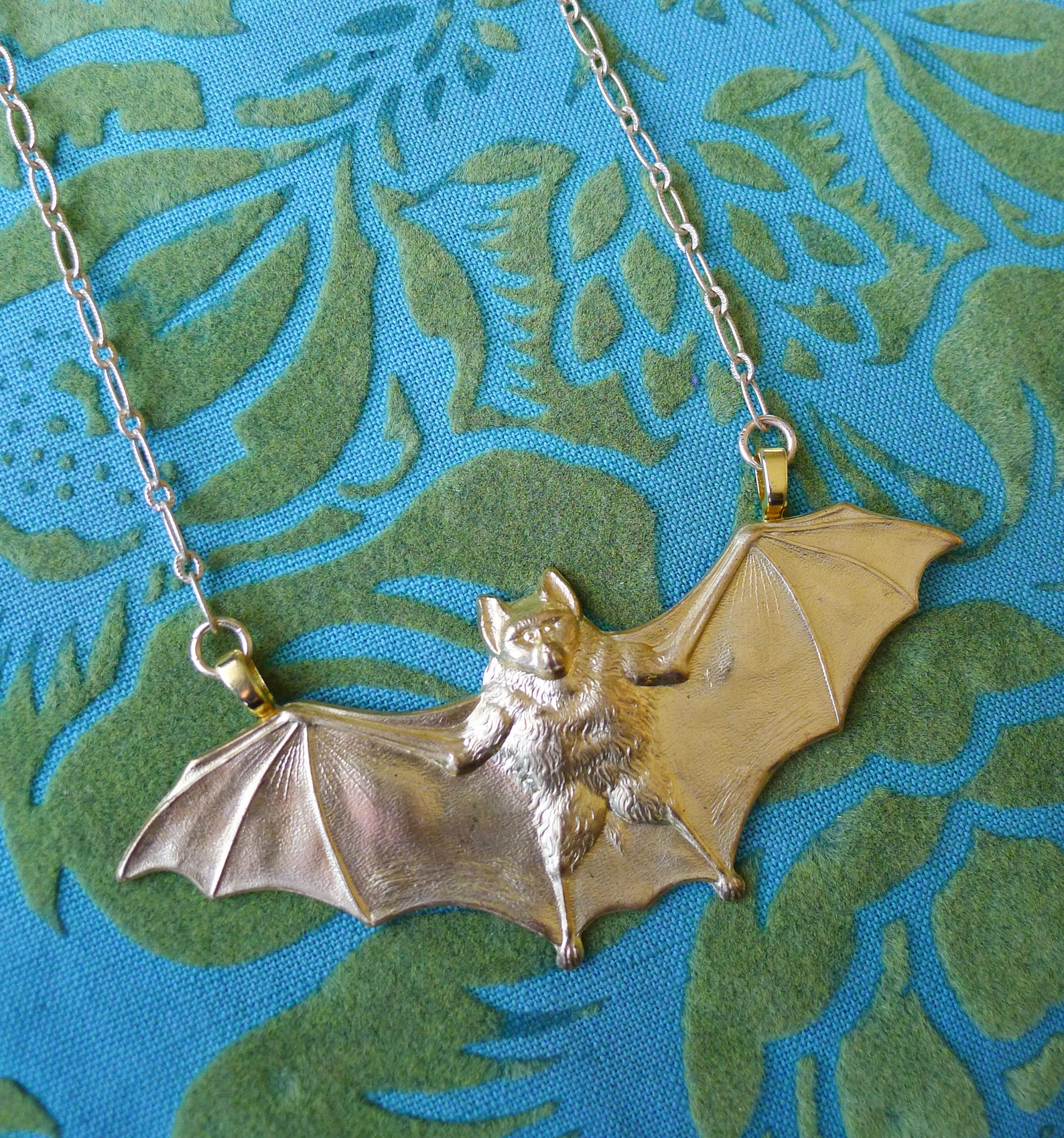 Gold Batty // Large Gold Bat Necklace on Gold Plated Chain - Etsy