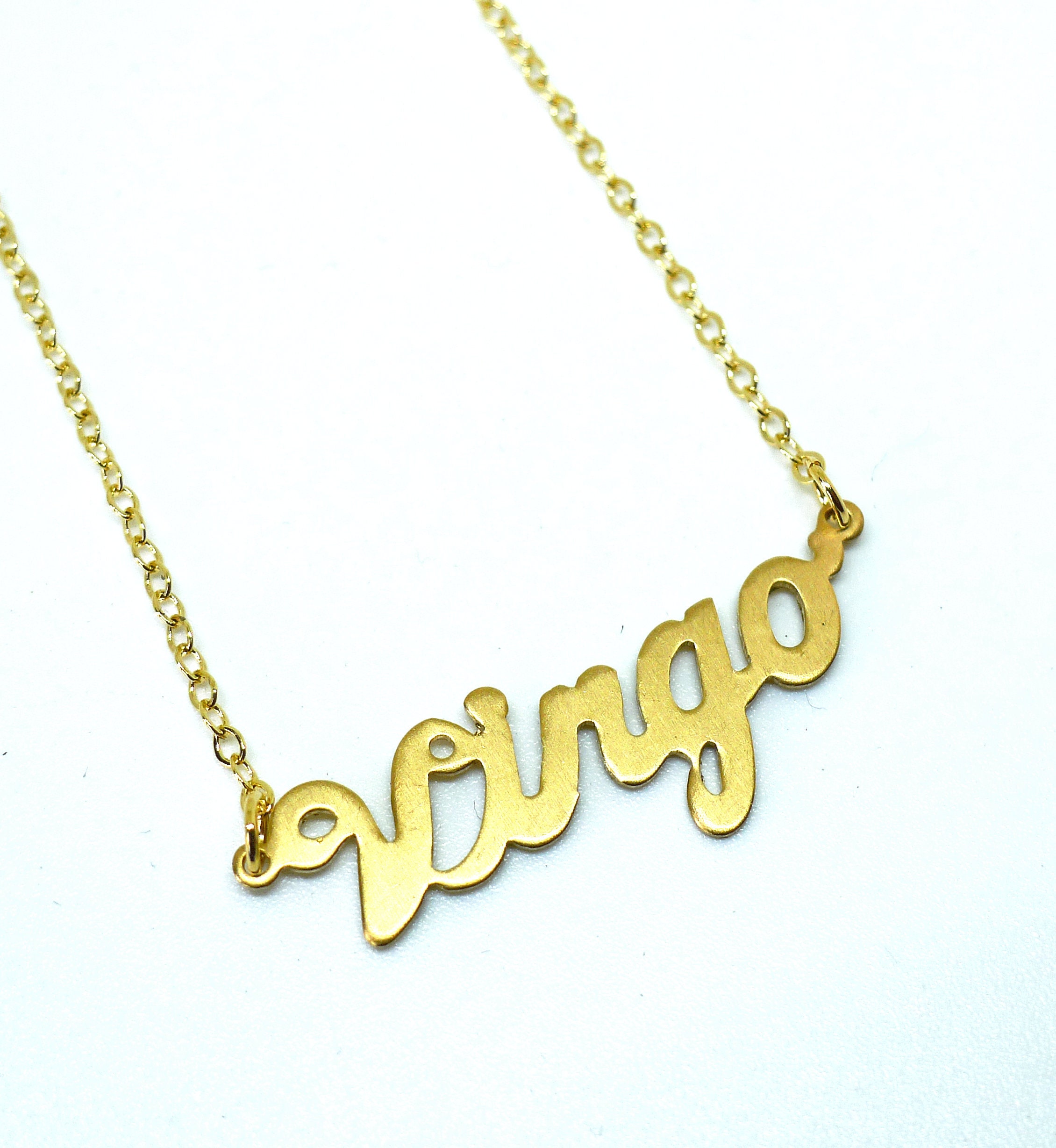 What's Your Sign Necklace // Vintage Brass VIRGO Astrology Nameplate ...