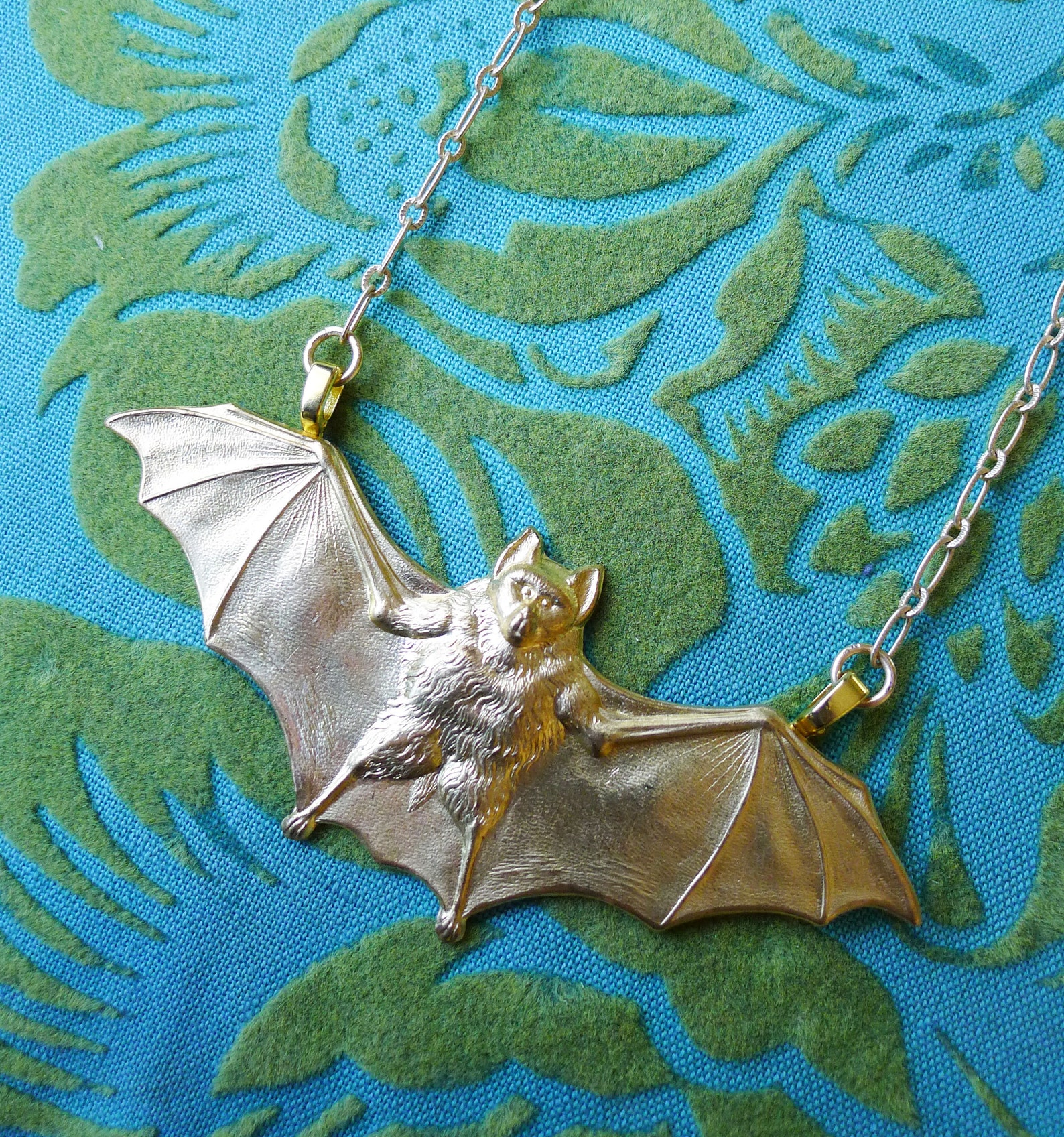 Gold Batty // Large Gold Bat Necklace on Gold Plated Chain | Etsy