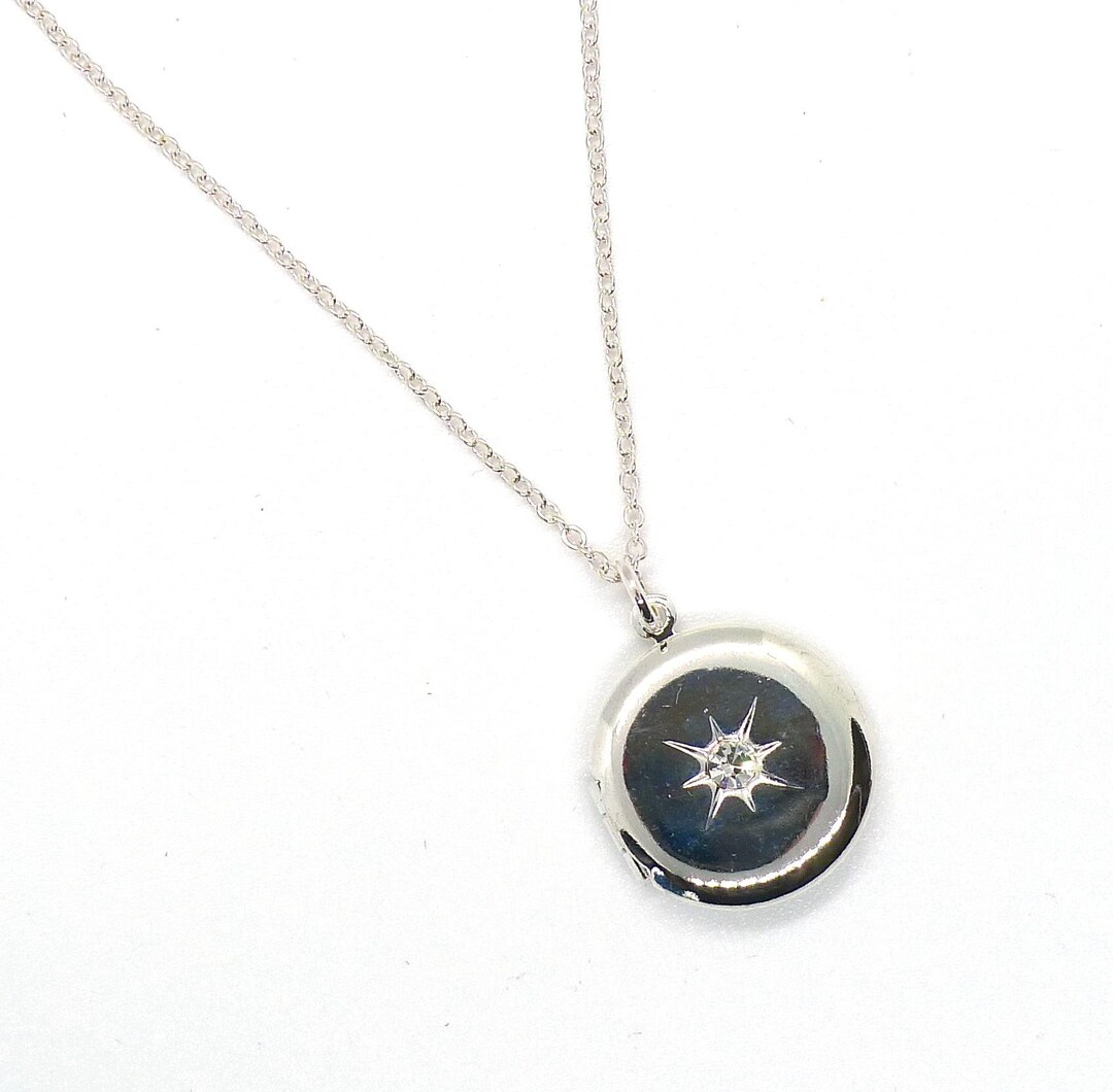 Secret Locket // Silver Plated 1950s Vintage Locket Necklace Atomic ...