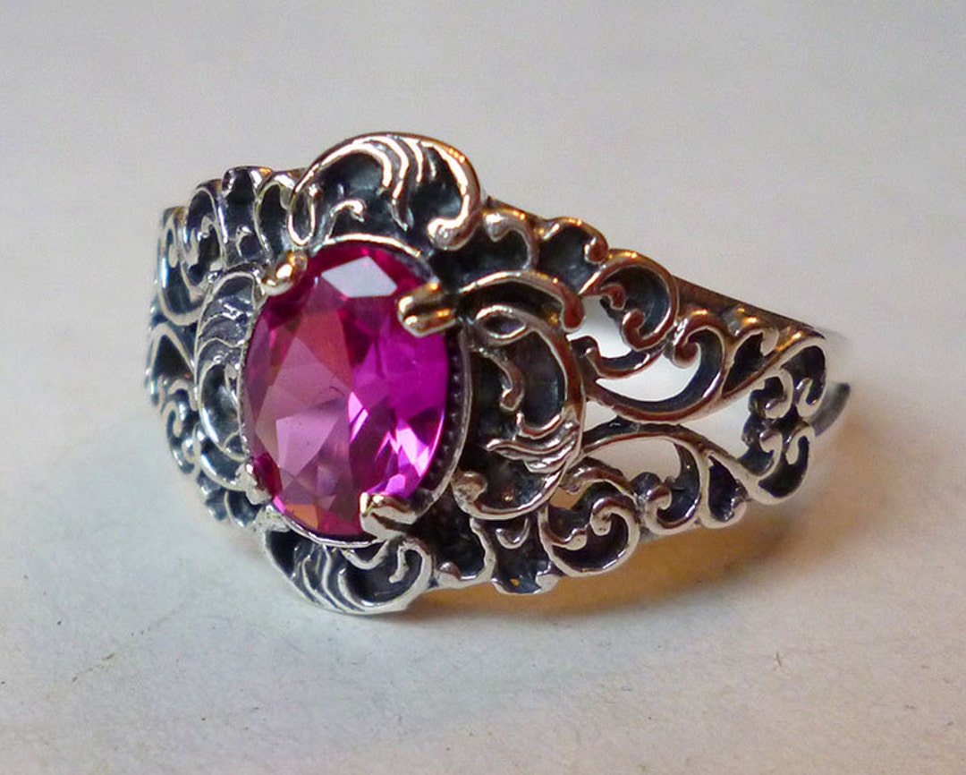 Victorian Baroque 2 Carat Ruby and Sterling Silver Antique Style Ring ...