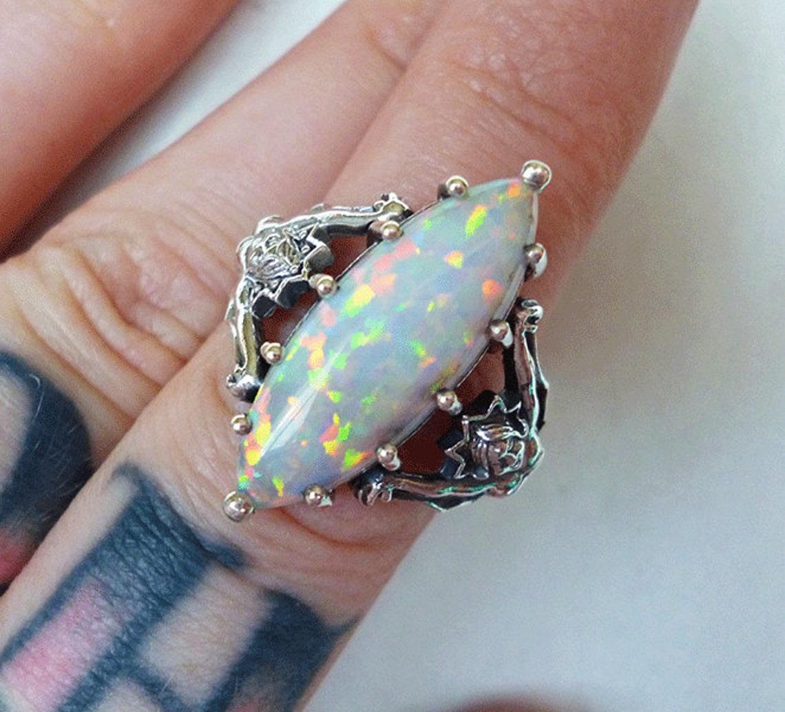 Incredible Art Nouveau Mermaid Opal Ring in Sterling Silver | Etsy