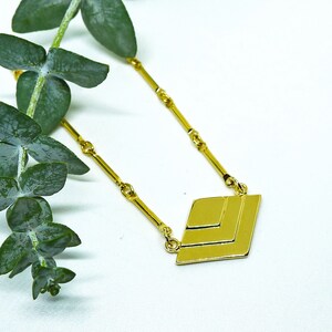 Cubist Character // Gold Plated Brass Geometric Diamond Pendant ...