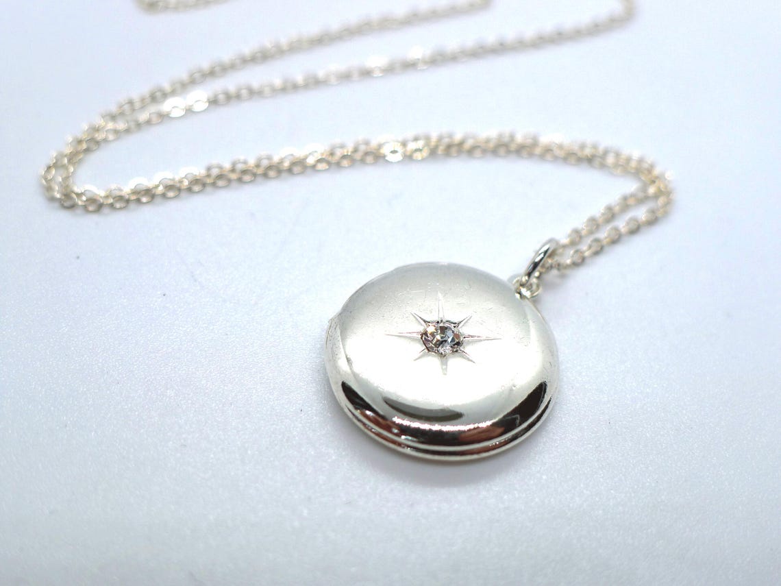 Secret Locket // Silver Plated 1950s Vintage Locket Necklace Atomic ...