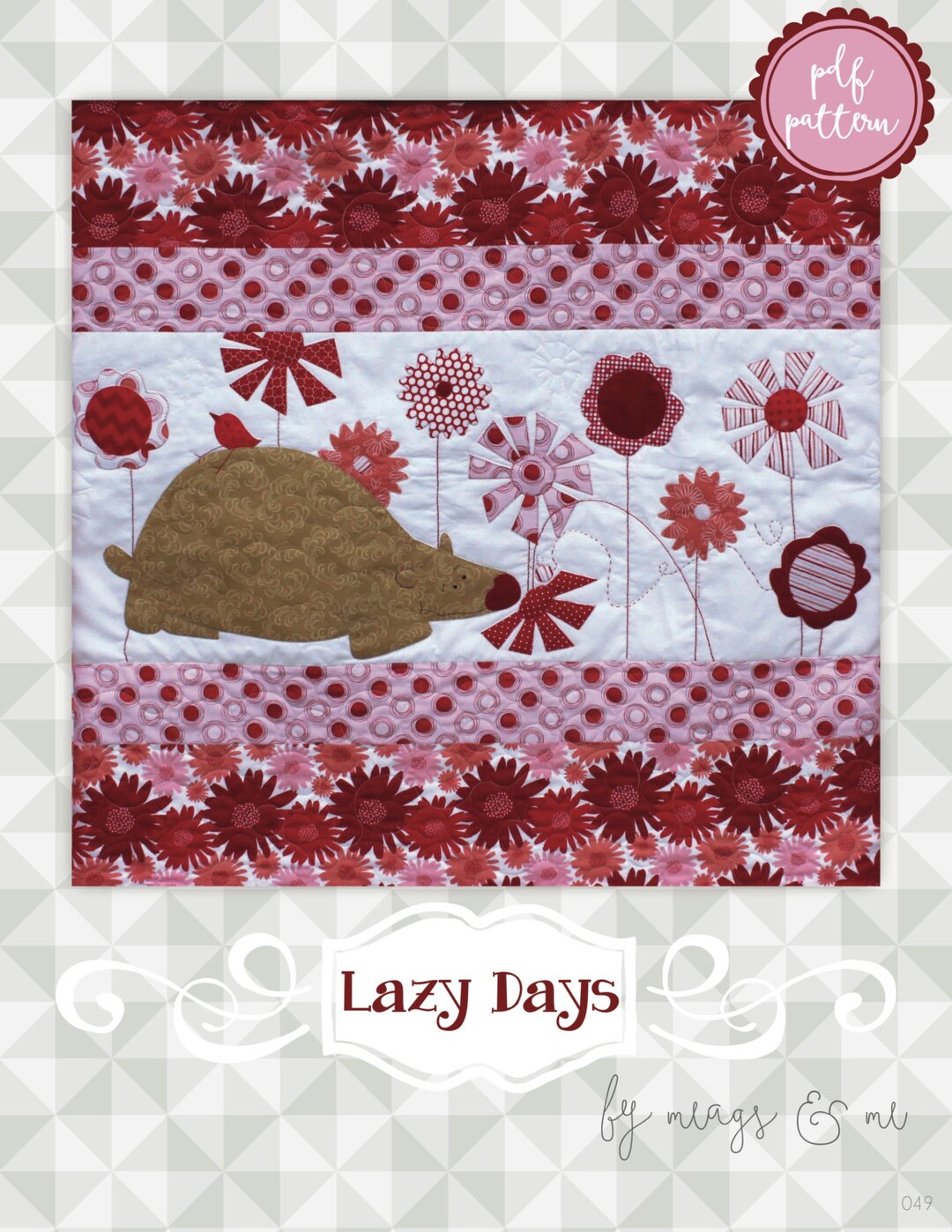 Instant Download- Lazy Days Quilt Pattern. Panel Quilt. Bear and Flower ...