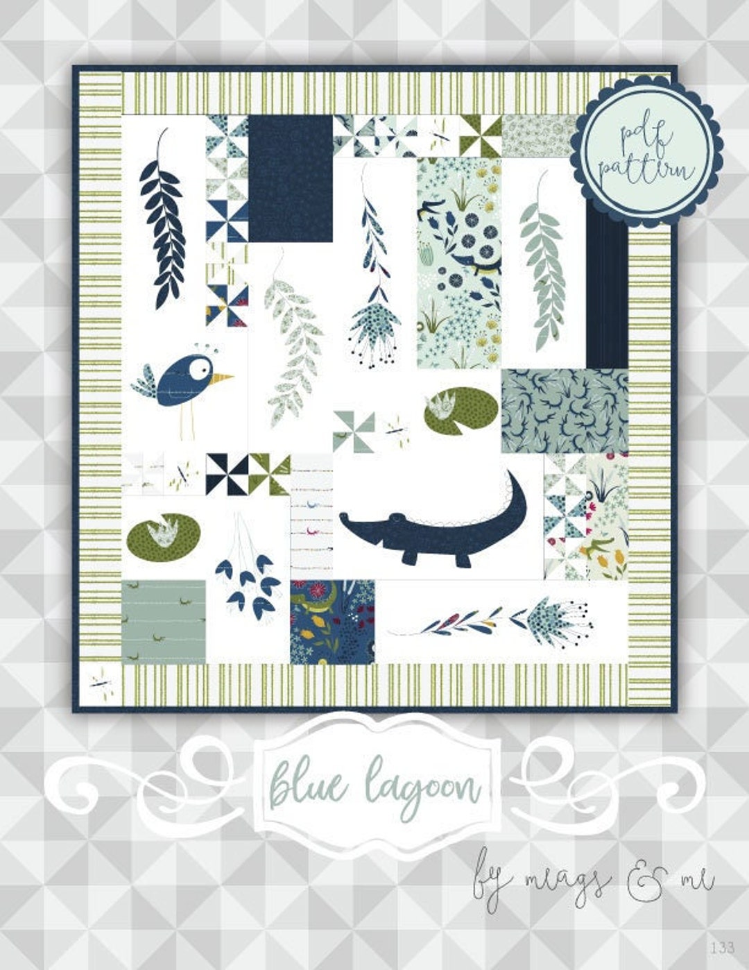 Instant Download: Blue Lagoon, an Applique and Embroidery Quilt Pattern ...